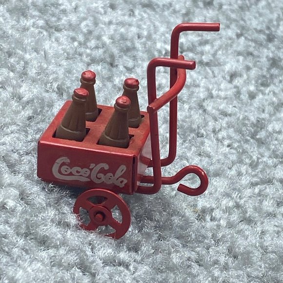 Toys | Miniature Collectible Soda Cola Cart Coke Red Metal Wood Wheels ...